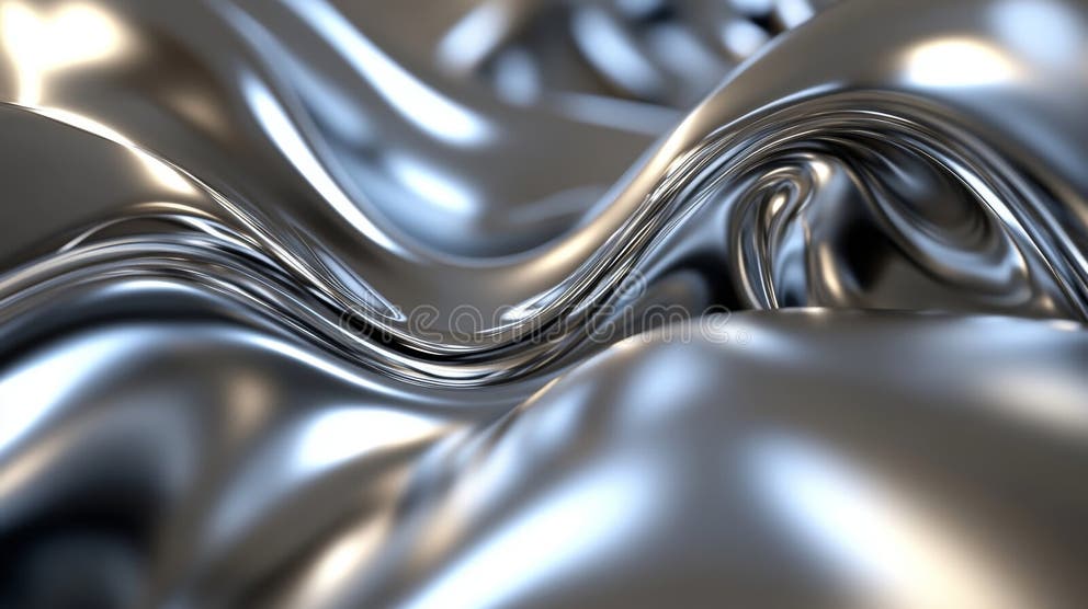 An Abstract Black and White Background with a Liquid Chrome Texture ...