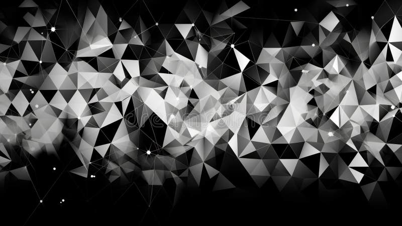 Abstract Black and White Background with Random Geometric Triangle ...