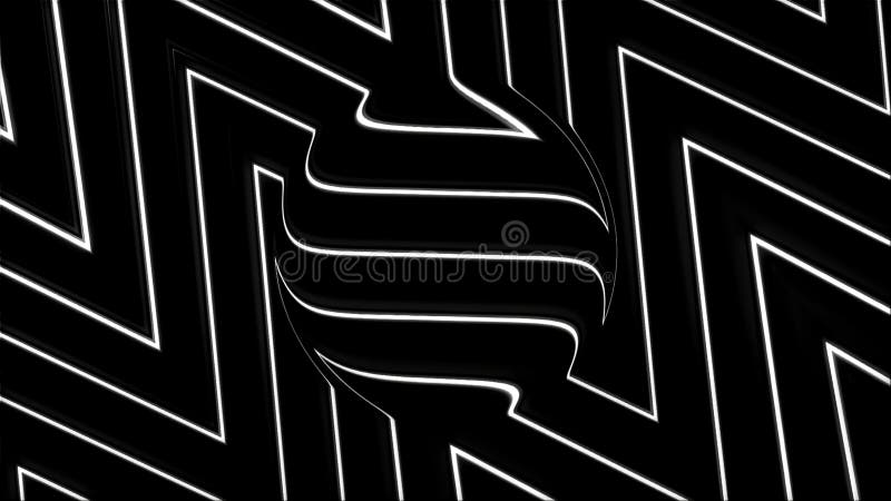 Abstract Black and White Background with a Sphere Silhouette and Zigzag ...