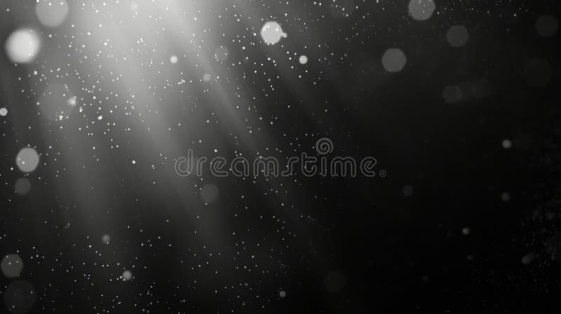 Abstract Black and White Bokeh Background with Light Rays and Floating ...