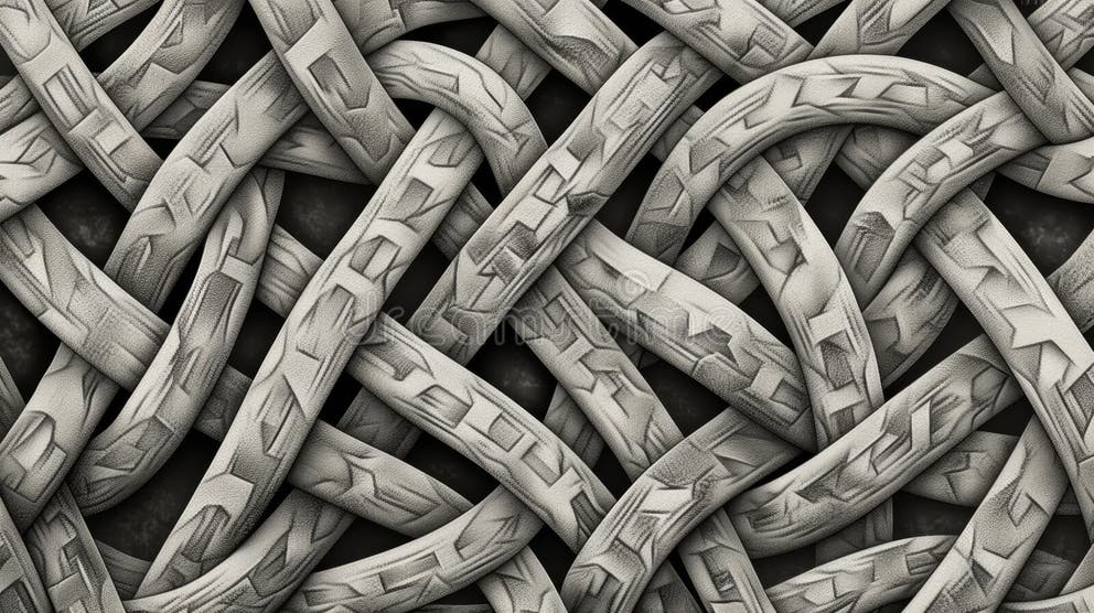 Abstract Black and White Braided Texture Pattern Stock Illustration ...