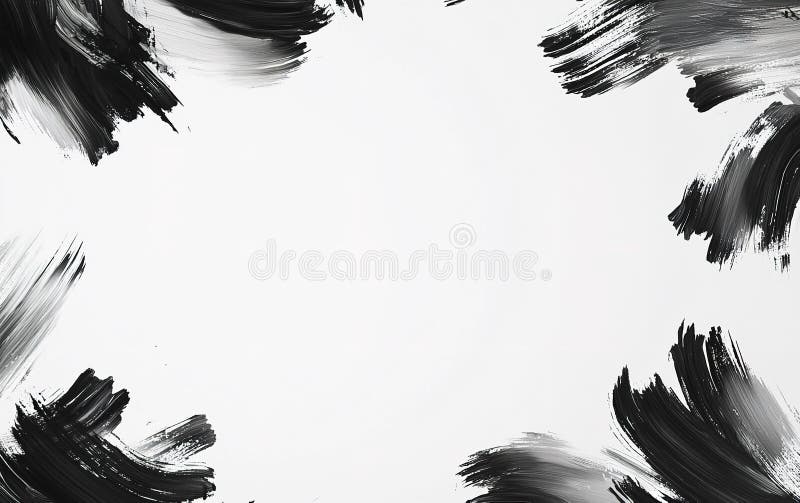 Abstract Black and White Brush Strokes Create a Bold Frame on a Blank ...
