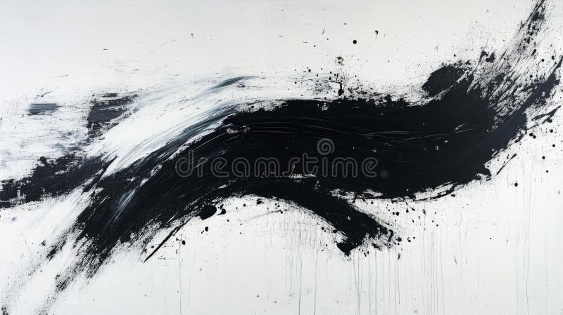 Abstract Black and White Brushstroke Painting Stock Illustration ...