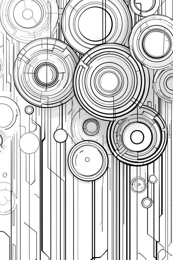 Abstract Black and White Circles with Lines and Patterns Generative AI ...