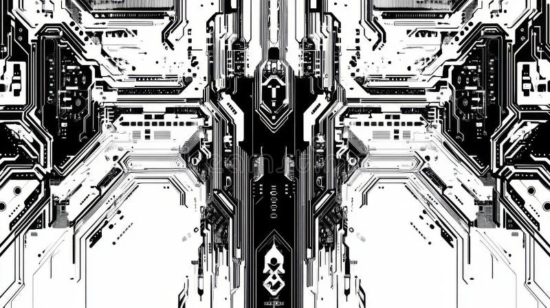 Abstract Black and White Circuit Board Design Stock Illustration ...