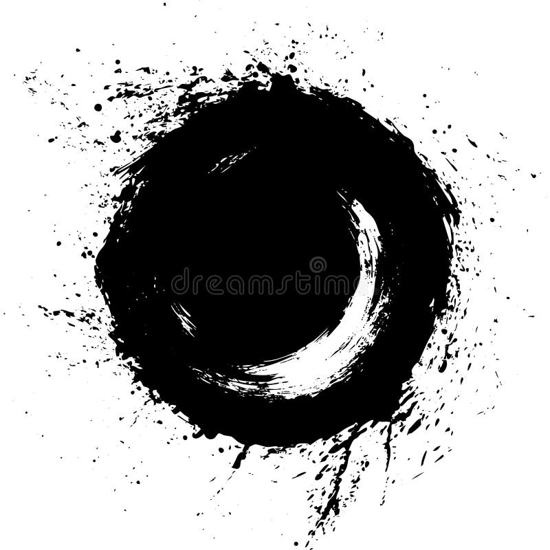 Abstract Black and White Circular Design with Paint Splatter Effect on ...