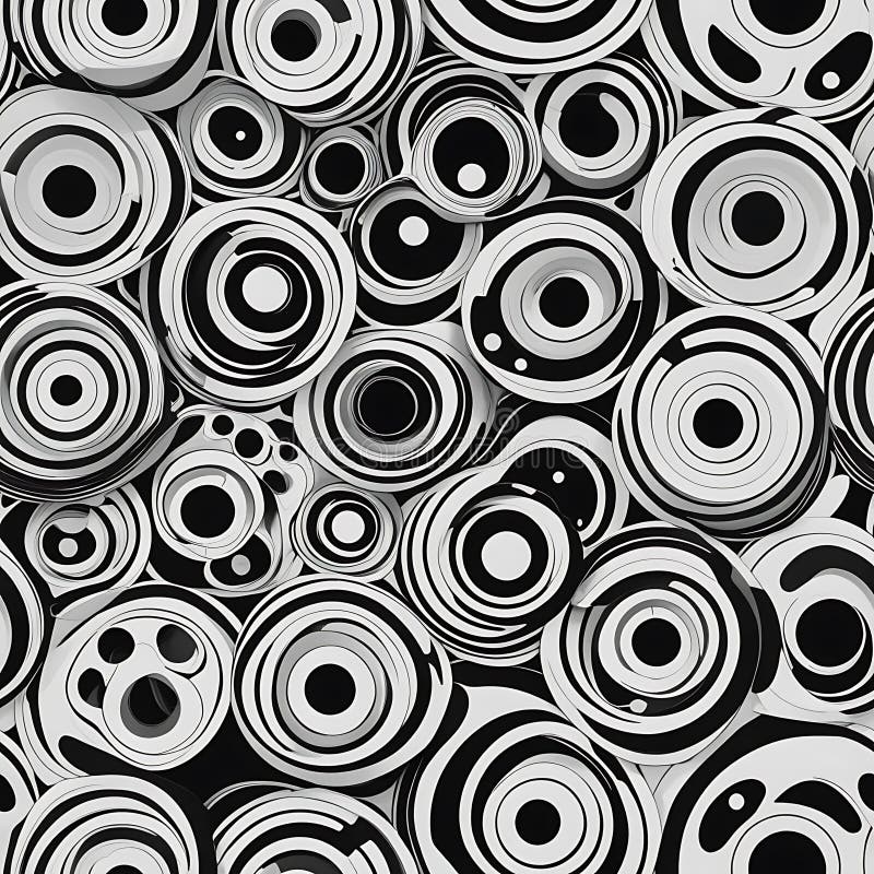 Abstract Black and White Circular Pattern Design Texture Background ...