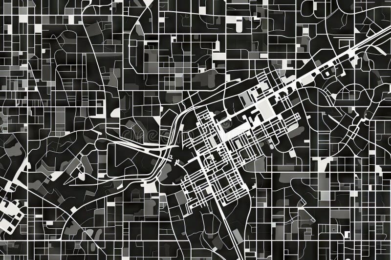 Abstract Black and White City Map Stock Image - Image of architecture ...