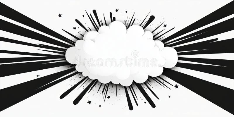 Abstract Black and White Comic Book Explosion with Cloud Design Stock ...