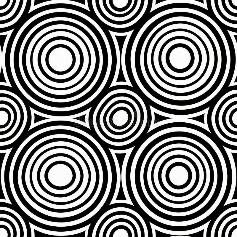 Abstract Black and White Concentric Circle Pattern Stock Illustration ...