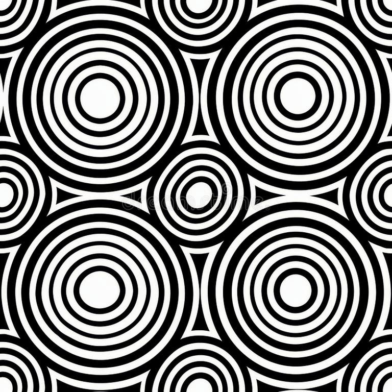 Abstract Black and White Concentric Circle Pattern Stock Illustration ...