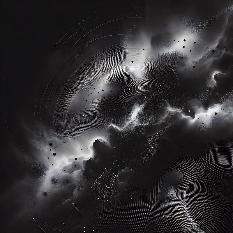 Abstract Black and White Cosmic Design with Circular Wave Patterns ...