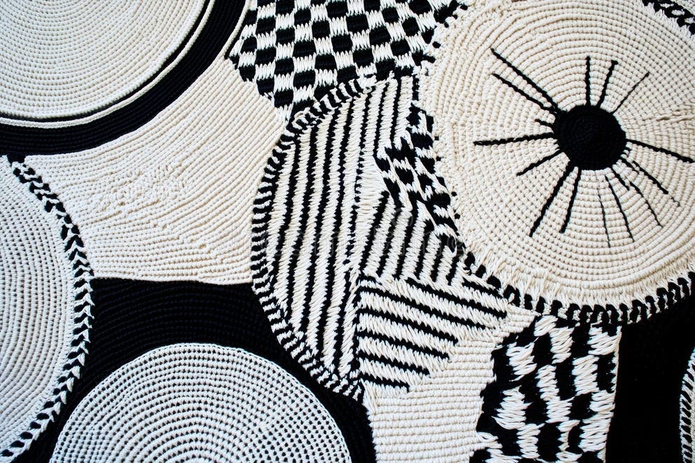 Abstract Black and White Crochet Patterns with Geometric Shapes and ...