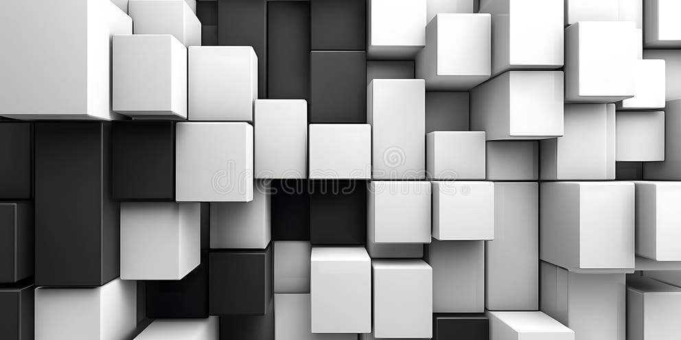Abstract Black and White Cube Background Texture Modern Geometric ...