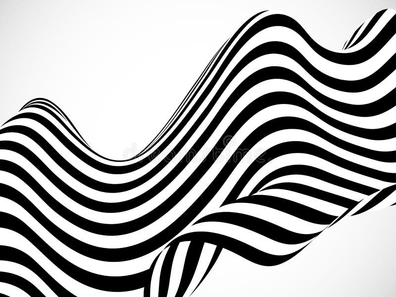 Abstract Black and White Curved Line Stripe. Wave Stock Vector ...
