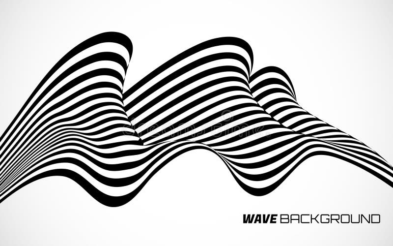 Abstract Black and White Curved Line Stripe. Wave Background Stock ...