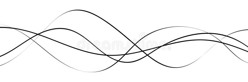 Abstract Black and White Curved Lines on White Background Stock ...