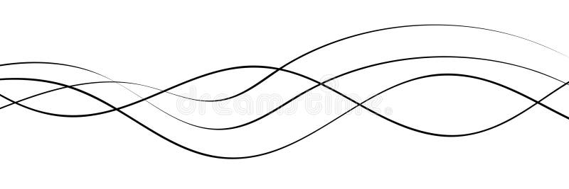 Abstract Black and White Curved Lines on White Background Stock ...