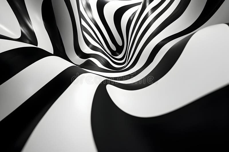 Abstract Black and White Curved Stripes Creating a Mesmerizing Optical ...