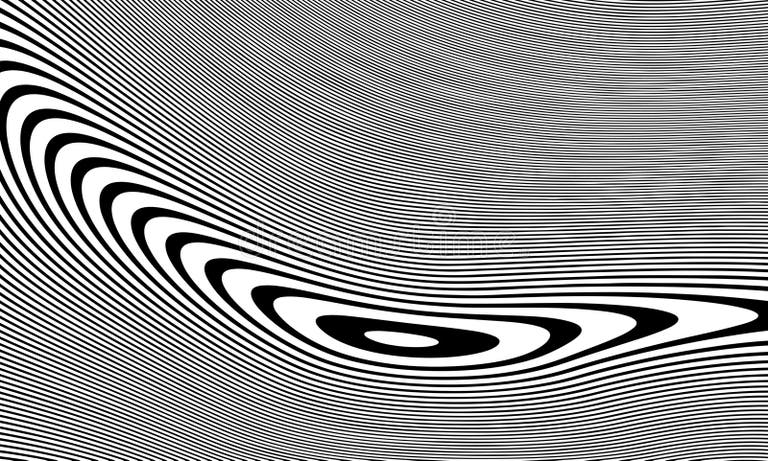Abstract Black and White Curved Stripes, Digital Art , Black and White ...