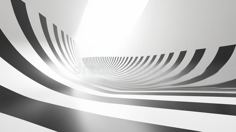 Abstract Black and White Curved Stripes with Dynamic Light and Shadow ...
