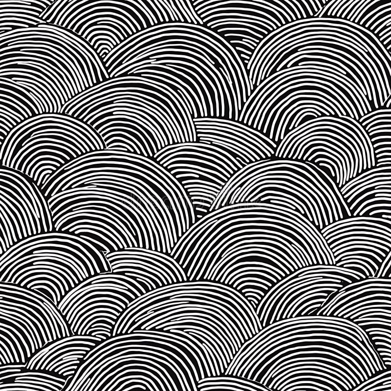 Abstract Black and White Curvilinear Pattern Seamless Design for ...