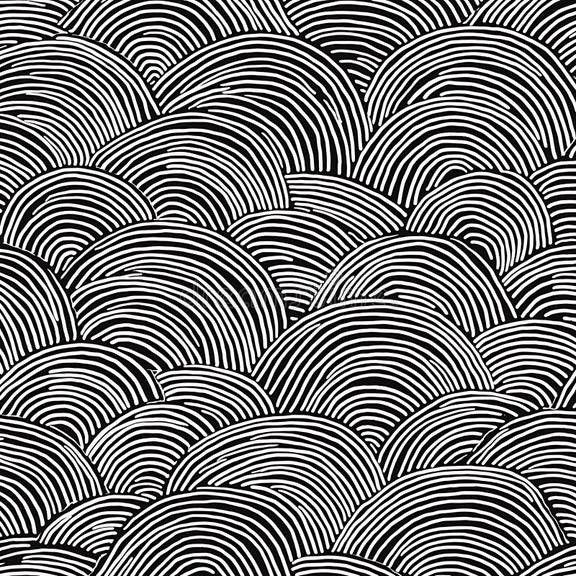 Abstract Black and White Curvilinear Pattern Seamless Design for ...