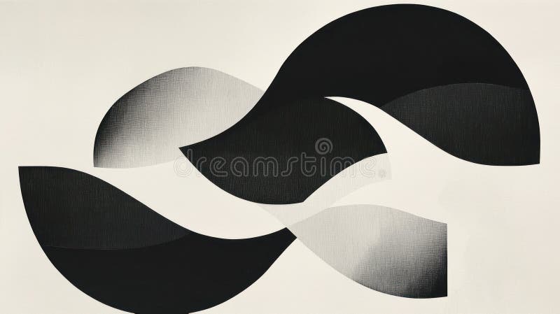 Abstract Black and White Curving Forms Composition Stock Illustration ...