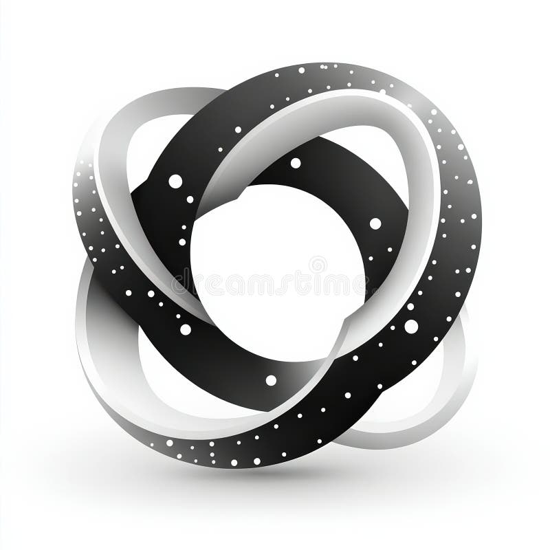 Abstract Black and White 3D Shape with Fluid Forms and Stars Stock ...