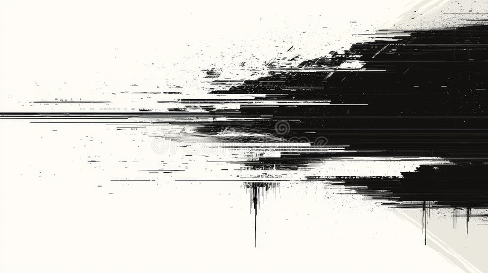 Abstract Black and White Data Glitch Chaos, Modern Art Background ...