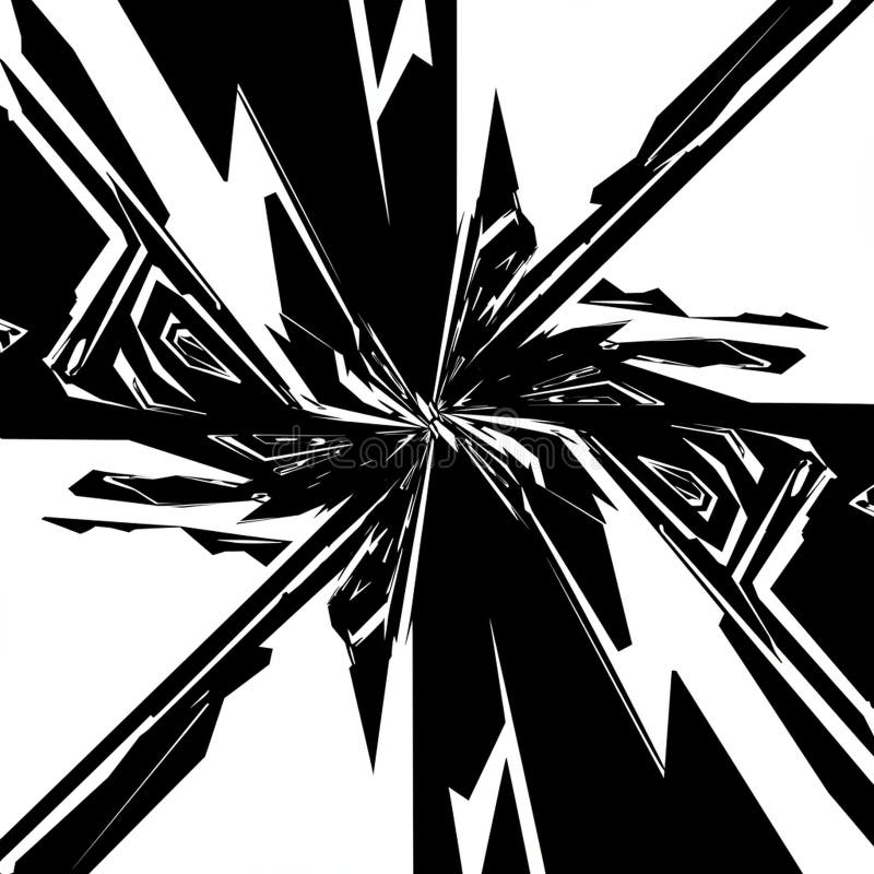 Abstract Black and White Design Featuring a Radial Explosion of Sharp ...