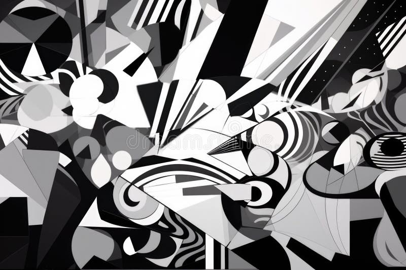 Abstract Black and White Design with Fragmented Shapes Stock ...