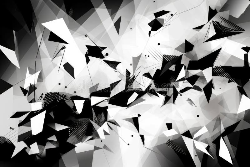 Abstract Black and White Design with Fragmented Shapes Stock ...