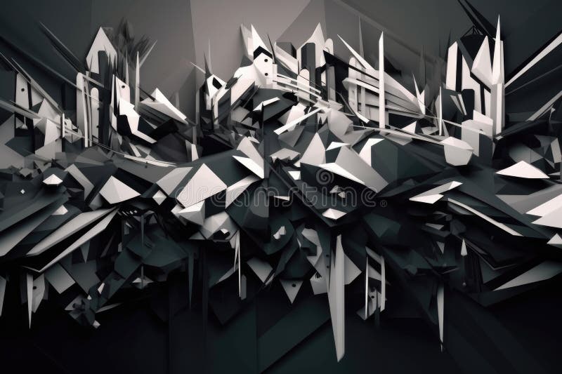 Abstract Black and White Design with Fragmented Shapes Stock Photo ...