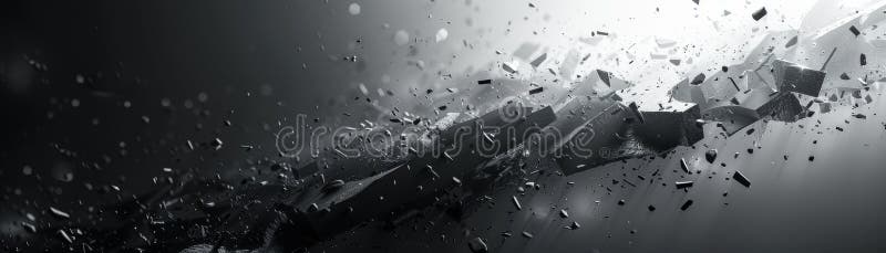 Abstract Black and White Digital Art Featuring Fragmented Pieces and ...