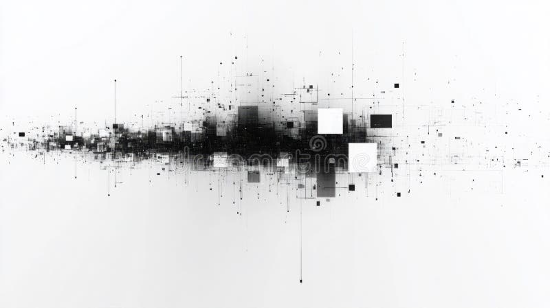 Abstract Black and White Pixelated Explosion on White Background AI ...