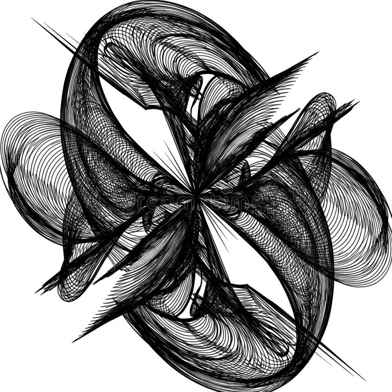 Abstract Black and White Digital Artwork Featuring Intricate, Swirling ...