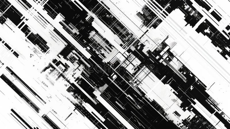 Abstract Black and White Digital Glitch. Technology and Data Distortion ...