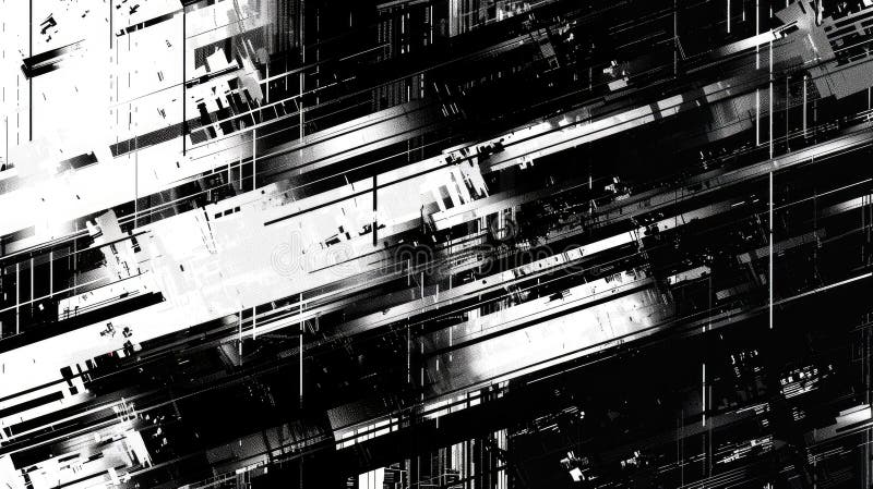 Abstract Black and White Digital Glitch. Technology and Data Distortion ...
