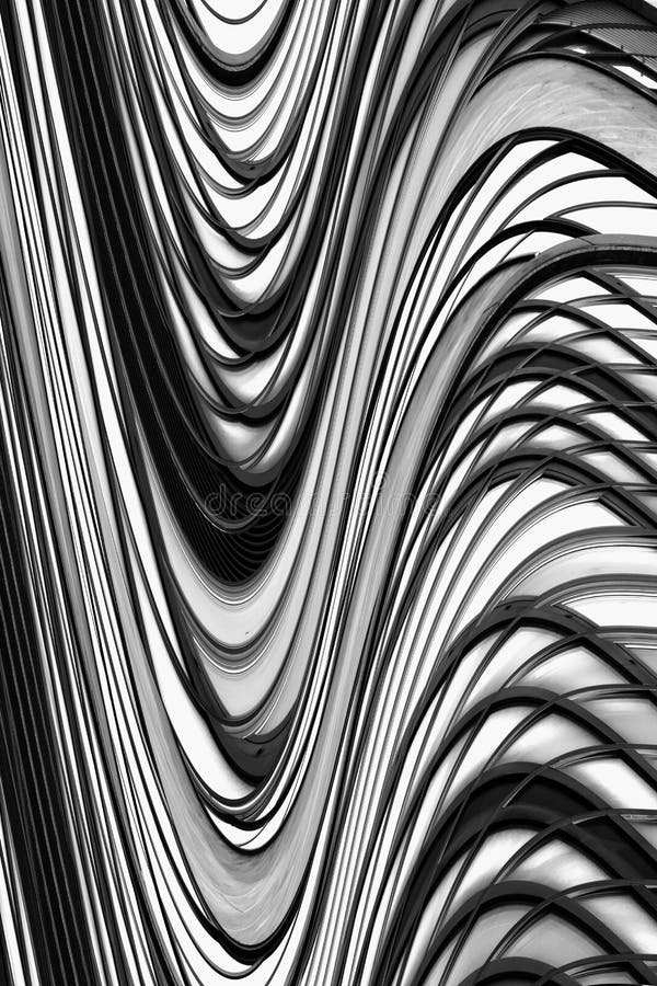 Abstract Black and White Digitally Distorted Curved Lines Stock ...