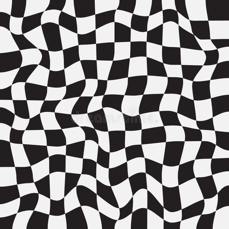 Abstract Black and White Distorted Checkered Pattern Stock Vector ...