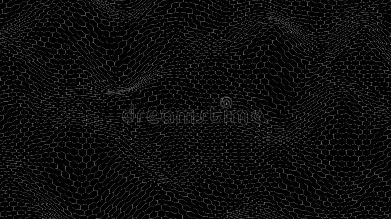 Abstract Black and White Distorted Hexagonal Grid Stock Illustration ...