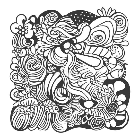 Abstract Black and White Doodle Art: Intricate Swirls and Floral ...