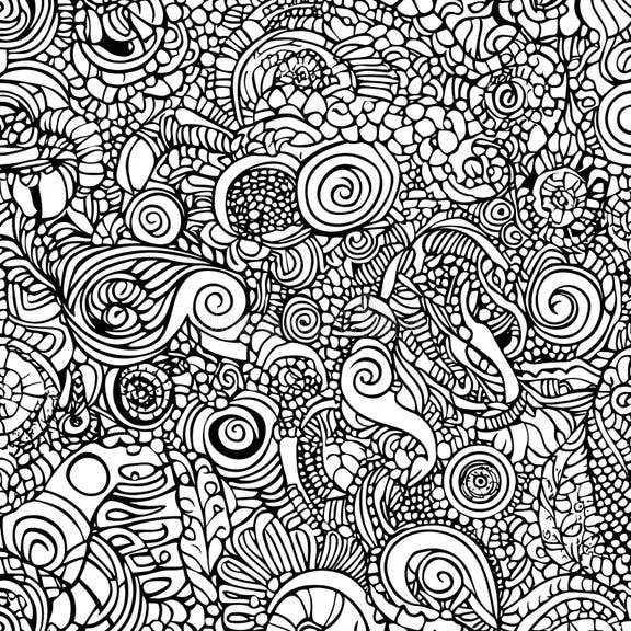 Abstract Black and White Doodle Pattern Seamless Texture Background for ...