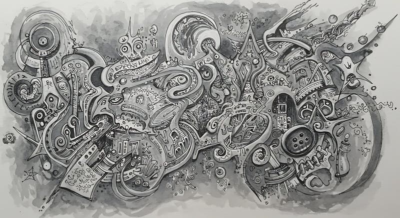 Chaotic Black White Drawing Stock Illustrations – 10,924 Chaotic Black ...