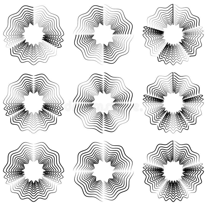 Abstract Black and White Element with Distortion. Geometric Shape Stock ...