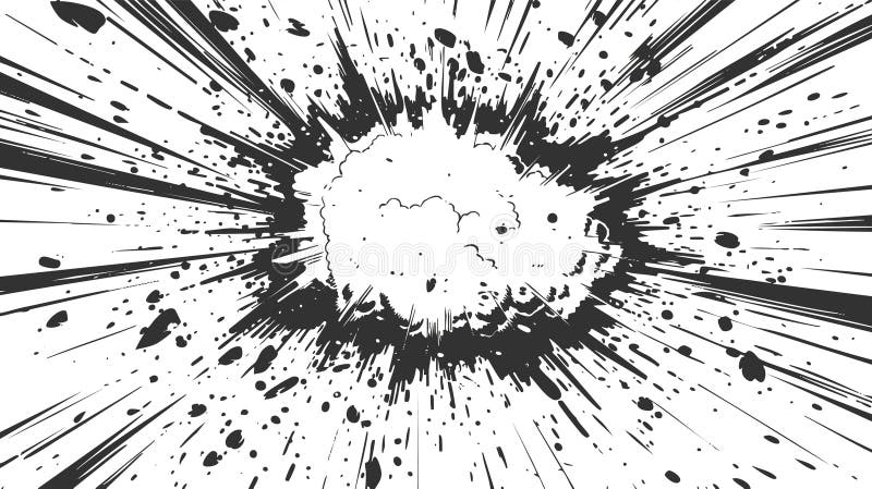 Abstract Black and White Explosion Burst with Dynamic Ink Splatter ...