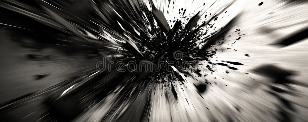 Abstract Black and White Explosion with Dynamic Motion Blur Stock Photo ...
