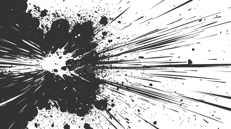 Abstract Black and White Explosion with Dynamic Splatter Effect. Stock ...
