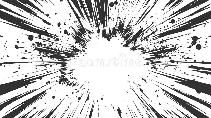 Abstract Black and White Explosion Graphic with Dynamic Burst Lines ...
